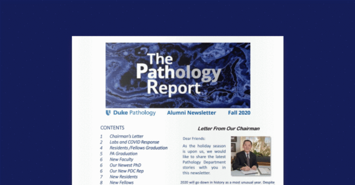 New! The 2020 Fall Newsletter is Published | Duke Department of Pathology